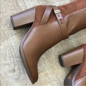 Delicious | Shoes | Delicious Down To Earth Dressy Heeled Tan Boot ...